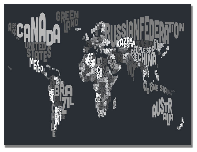 'Font World Map VII' Canvas Art by Michael Tompsett, 22" x 32 ...