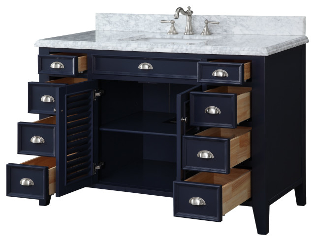 50” Kalani Navy Blue Modern Bathroom Vanity - Transitional - Bathroom ...