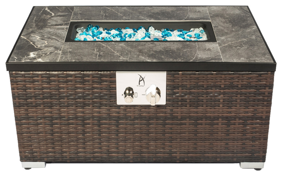 Rectangular Ceramic Tile Tabletop Outdoor Fire Pit Table with Lid ...