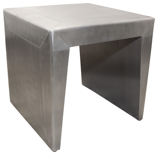 Pilot Huxley End Table With Aluminum Metal Cladding, Solid Wood ...