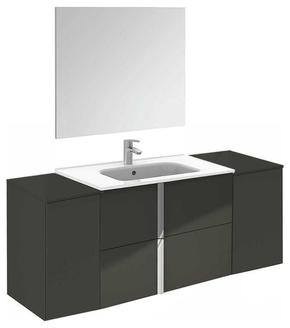 Wall-Mount Vanity Set With Mirror and Sink Onix + by Royo, 64" - Modern ...