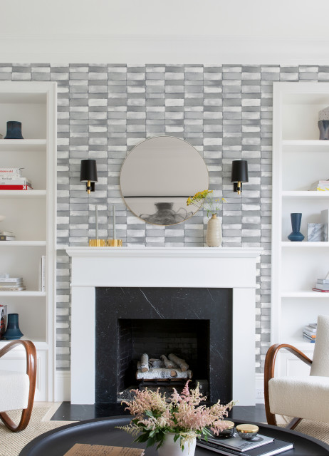 Braden Grey Tile, Swatch - Contemporary - Wallpaper - by Brewster Home ...