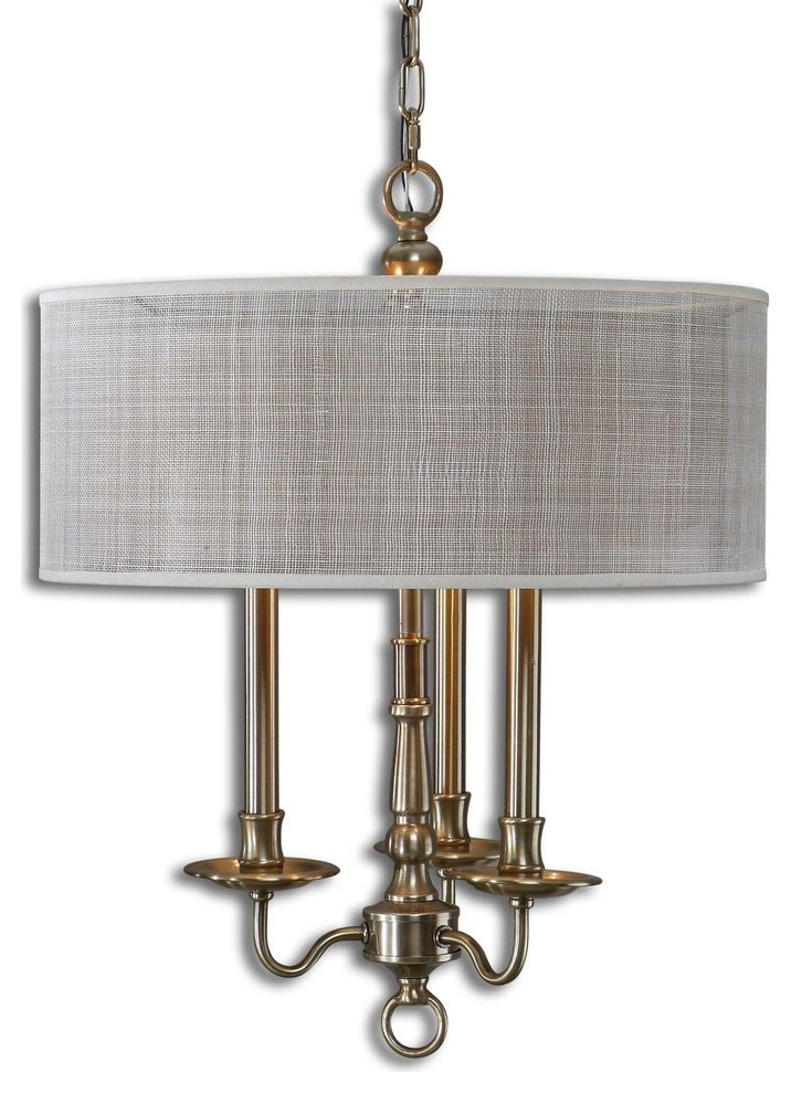 Uttermost Santina 3-Light Plated Antiqued Brushed Brass Drum Shade ...