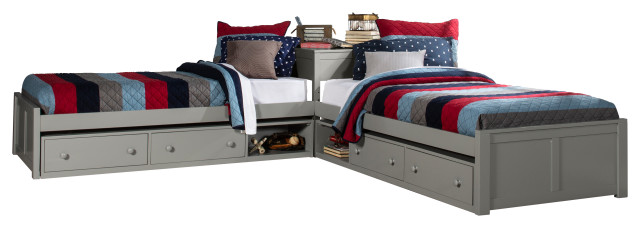 Hillsdale Pulse Wood Twin L-Shaped Bed With 2 Storage Units ...