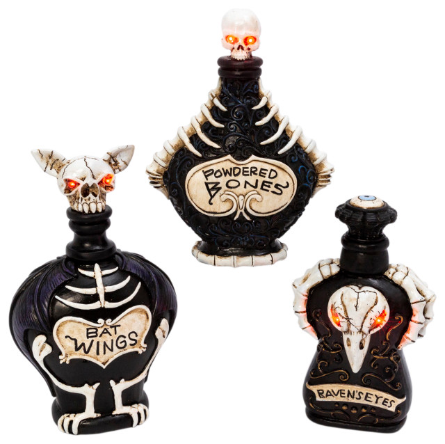 Set of 3 B/O lighted resin Halloween potion bottles - Holiday Accents ...