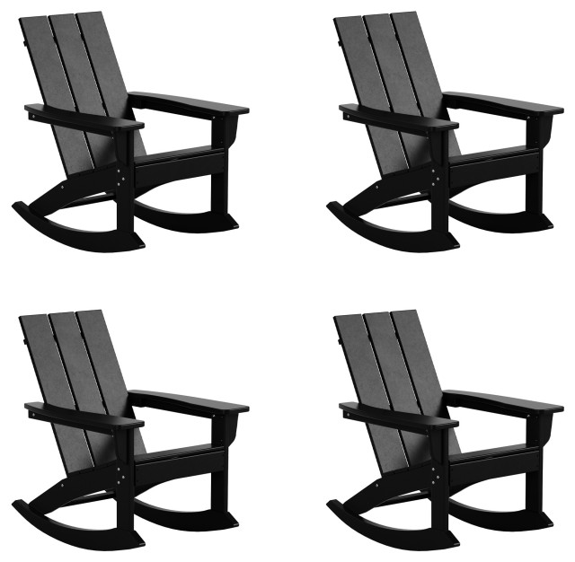 WestinTrends 4PC Modern Adirondack Outdoor Rocking Chair Set, Porch ...