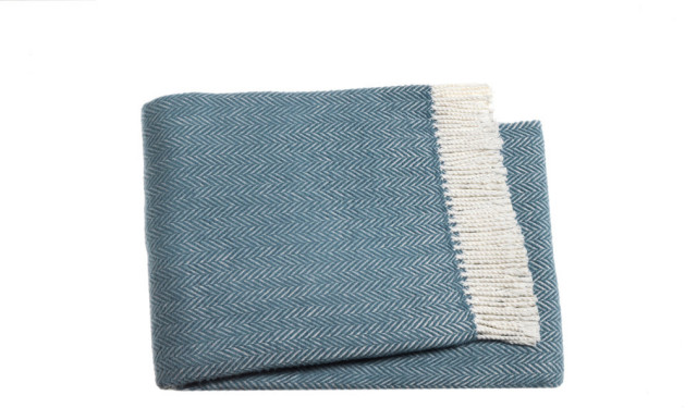 Aqua Blue and White Dreamy Soft Herringbone Throw Blanket ...