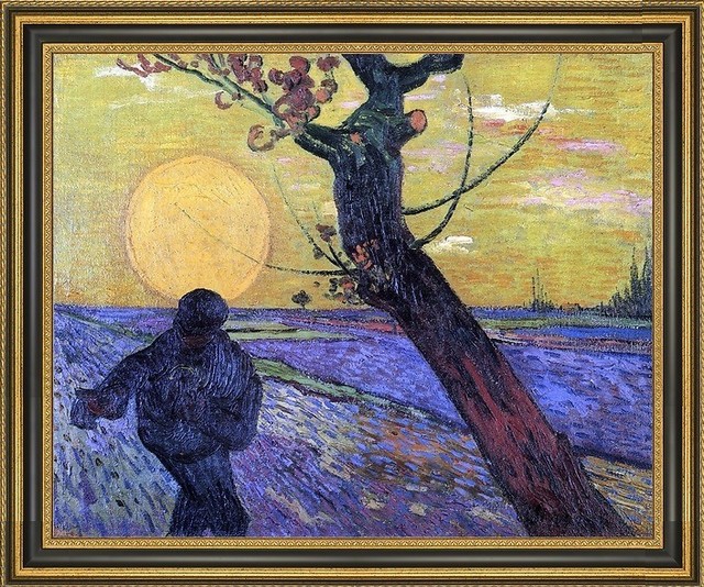 Vincent Van Gogh Sower With Setting Sun Framed Canvas Print, 16"x20 ...