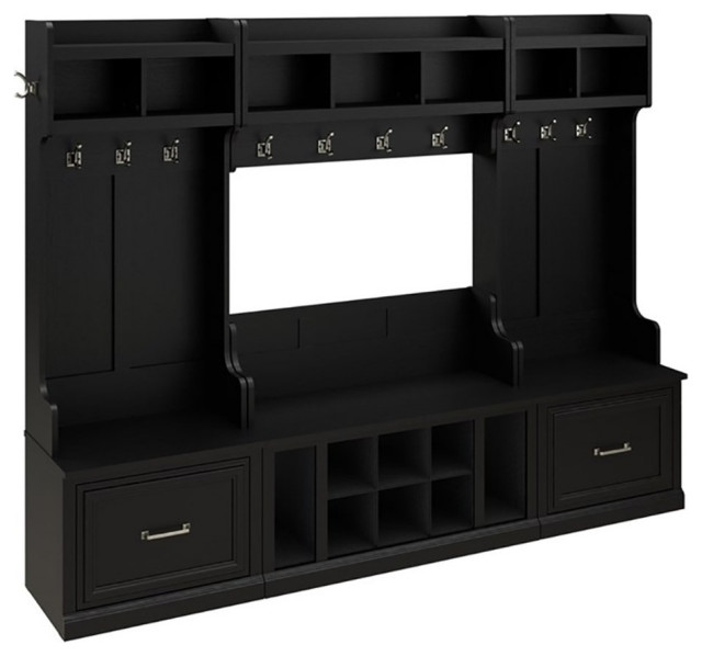 Woodland Full Entryway Storage Set with Drawers in Black Oak ...