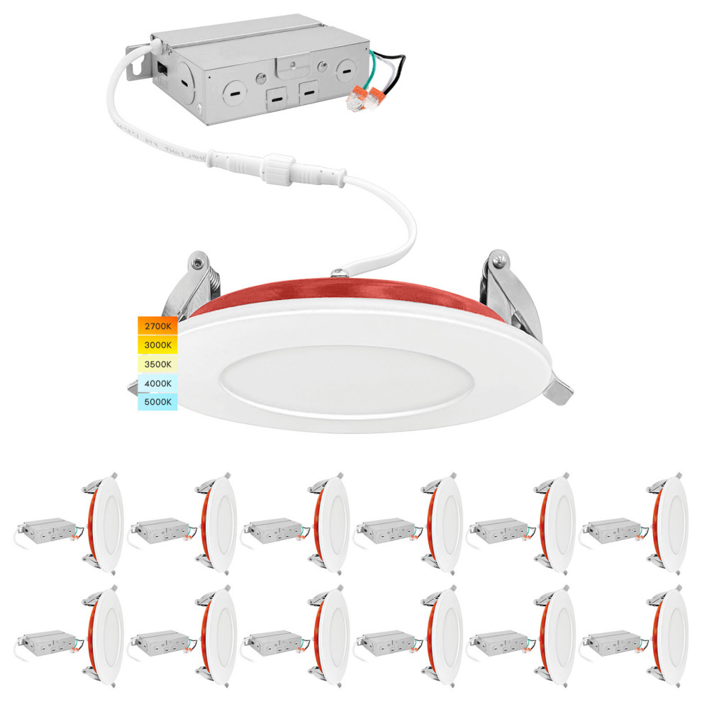 Luxrite 3" Ultra Thin LED Fire Rated Recessed Light 5CCT 500LM 12 Pack ...