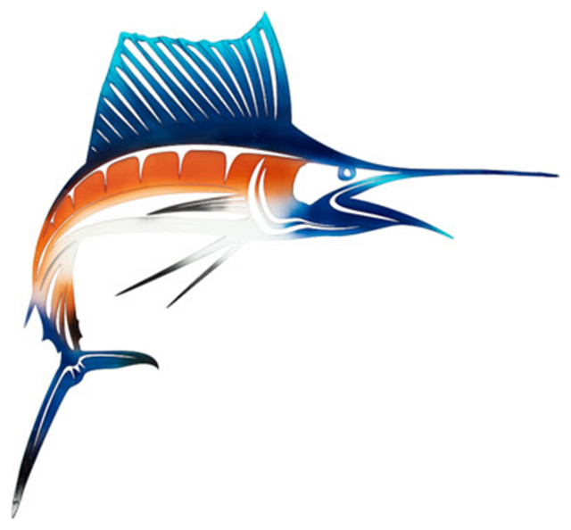 Metal Leaping Sailfish Cut-Out Wall Decor / Nautical Themed Decoration ...