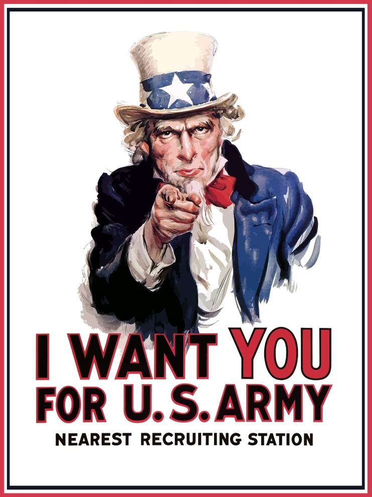 Uncle Sam Vintage War Poster, Print, 12.20 x 16.30 - Contemporary ...