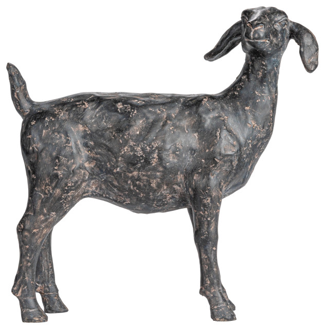 Resin Standing Goat Accent Decor With Cast Iron Finish, Black ...
