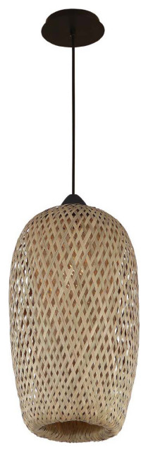 Tulum 1 Light Pendant, Black & Wicker - Tropical - Pendant Lighting ...