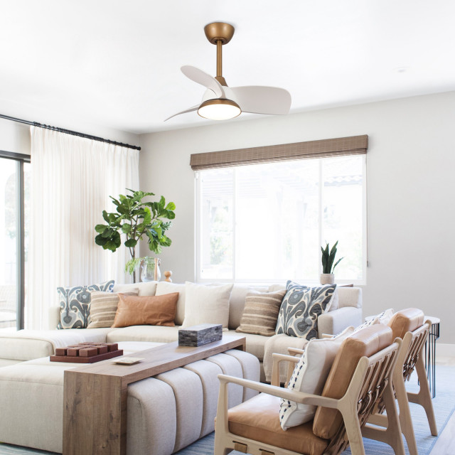 28 in. Modern Integrated LED Indoor Ceiling Fan with Remote Control and ...