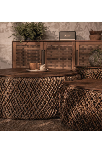 Round Abaca Coffee Table Set (3) | dBodhi Knut - Tropical - Coffee ...