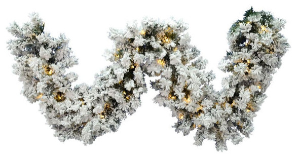 Vickerman A806316LED Flocked Alaskan Artificial Christmas Garland LED ...