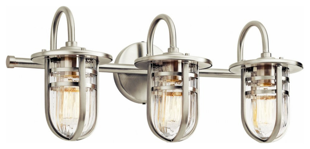 3 Light Transitional Bathroom Light Fixture Damp Location Rated Coastal ...