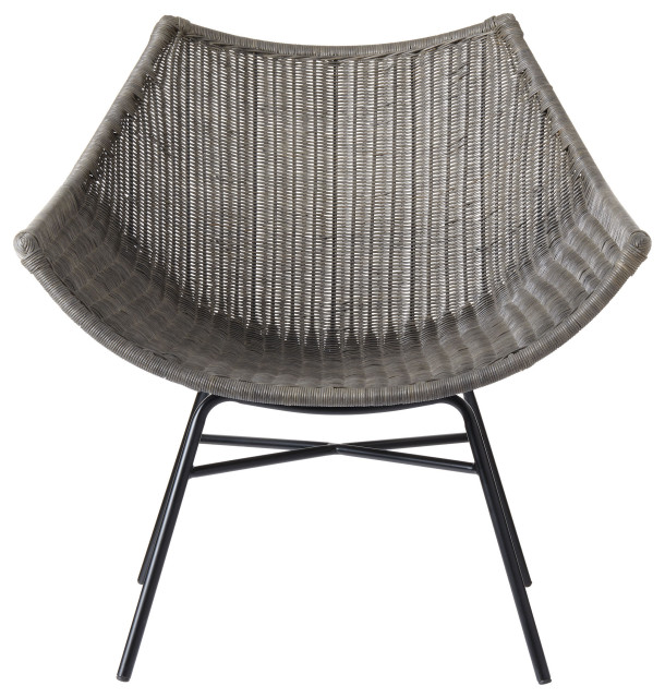 Kamala Gray Stained Rattan Lounge Chair - Tropical - Armchairs And ...