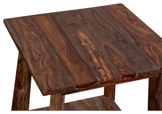 Porter Designs Kalispell Solid Sheesham Wood End Table - Harvest. - Rustic - Side Tables And End ...