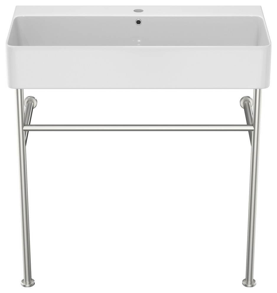 Rectangle Ceramic Console Bath Sink, Overflow - Modern - Bathroom Sinks ...