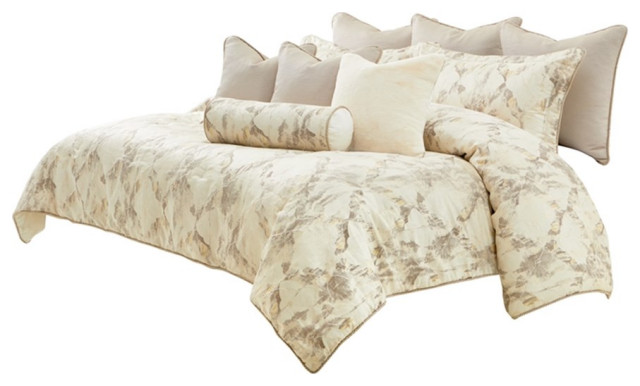 Michael Amini Glennridge 10-Piece King Comforter Set - Frost ...