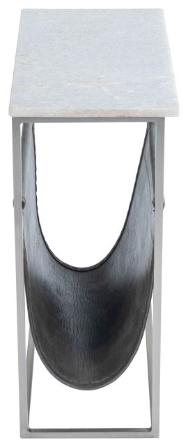 Edie Marble and Leather Magazine Side Table - Contemporary - Side ...