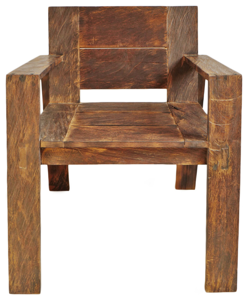 Modern Outdoor Indoor Barn Wood Chair - Rustic - Outdoor Dining Chairs ...