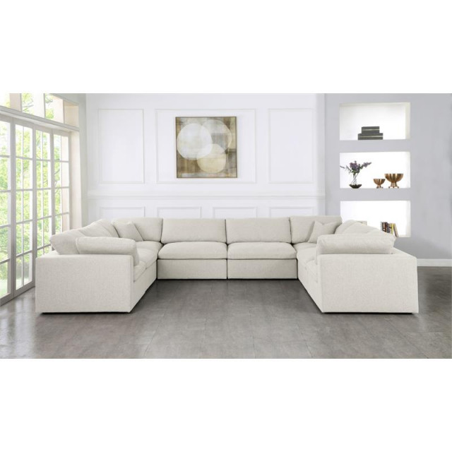 Maklaine Contemporary Durable Linen Fabric Modular Sectional Sofa in ...