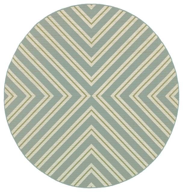 Riviera 4589A Blue/Ivory 1'9" x 3'9" Rug, Round 7'10" Round ...