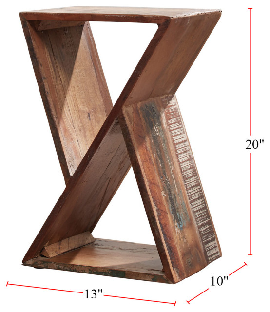 Wooden Geometric Accent Table, Natural - Farmhouse - Side Tables And ...