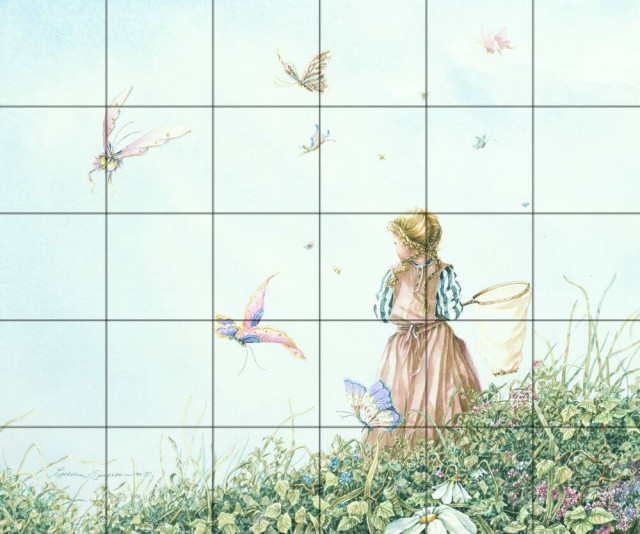 Tile Mural Kitchen Backsplash Chasing Butterflies by Catherine Simpson ...