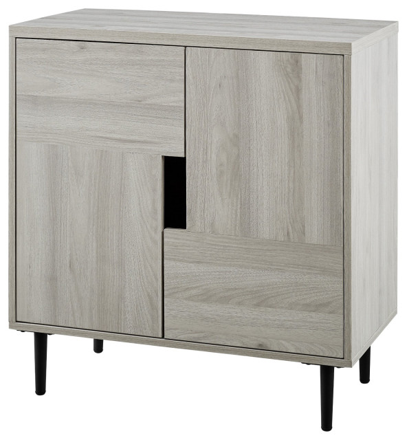 Modern Storage Cabinet, 4 Doors With Cut Out Handles & 2 Fixed Shelves ...