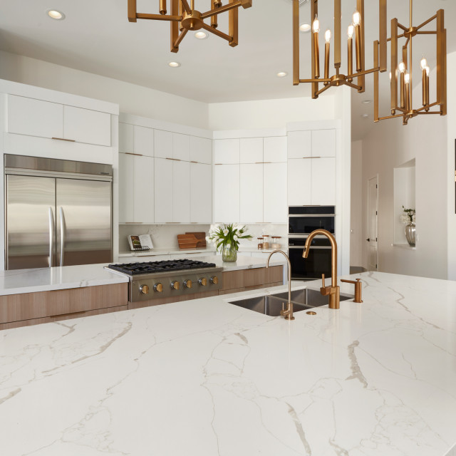 Calacatta Capella Quartz Kitchen Countertop - Transitional - Kitchen ...