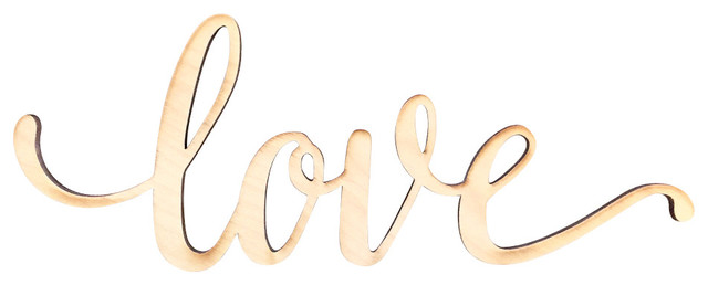 Script Love Wood Sign, 12"x4" - Contemporary - Novelty Signs - by ...