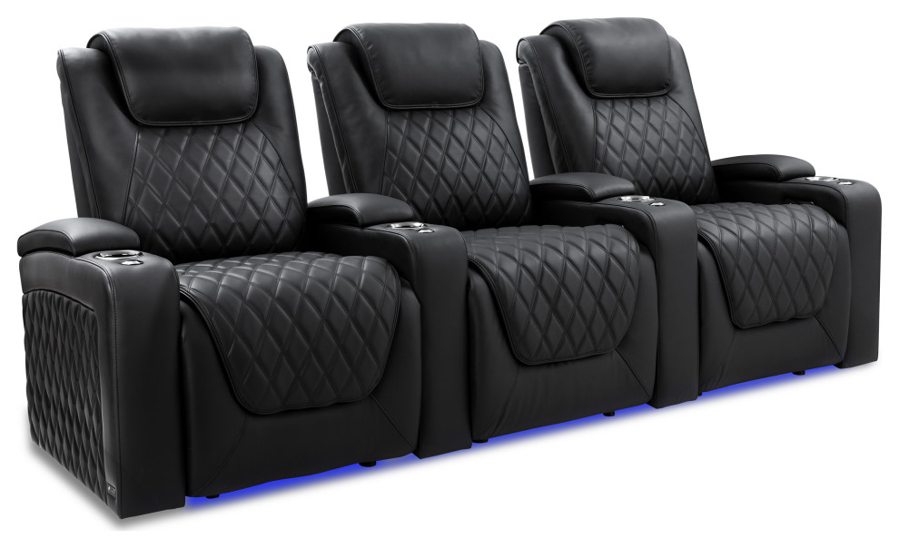Valencia Oslo Luxury Edition Leather Home Theater Seating Row of 3 Onyx ...