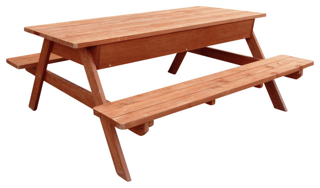 Picnic Table With Storage Compartment - Transitional - Outdoor Dining ...