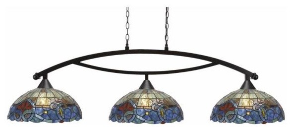 Toltec Lighting 873-DG-935 Bow - Three Light Billiard/Island ... Toltec Lighting 873-DG-935 Bow - Three Light Billiard/Island ...