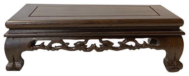 12.25" Oriental Brown Wood Craw Rectangular Table Top Stand Riser ...