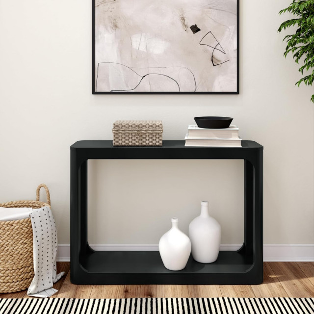 Modern Console Table, Pine Wood Frame With Narrow Top & Rounded Corners ...