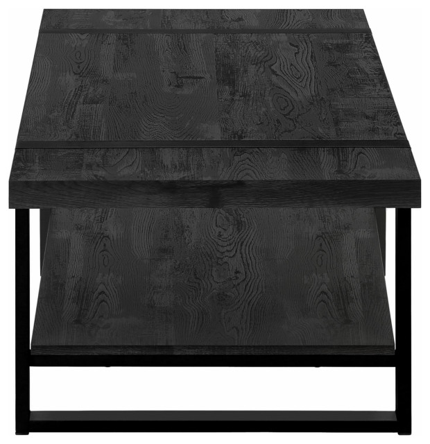 Industrial Rectangular Coffee Table with Black Metal Frame, Reclaimed ...