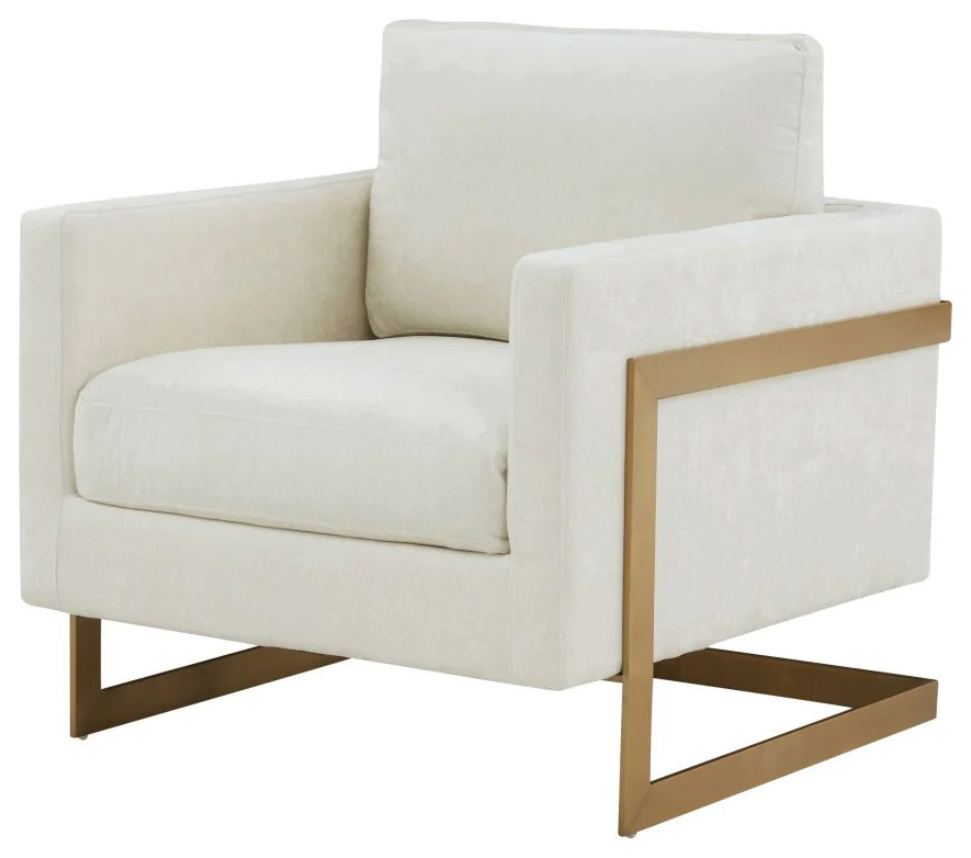 Harry Contemporary Cream Fabric & Gold Metal Accent Chair ...