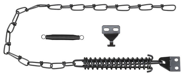 National Hardware® N349-241 Steel Spring & Chain Door Stop, Black ...