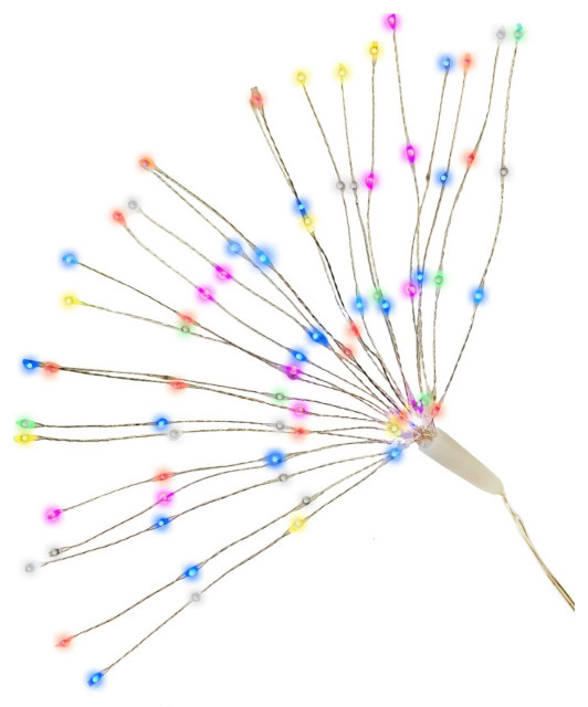 LED Starburst With 100 Multicolor Microlights and UL Plug Silver Wire ...