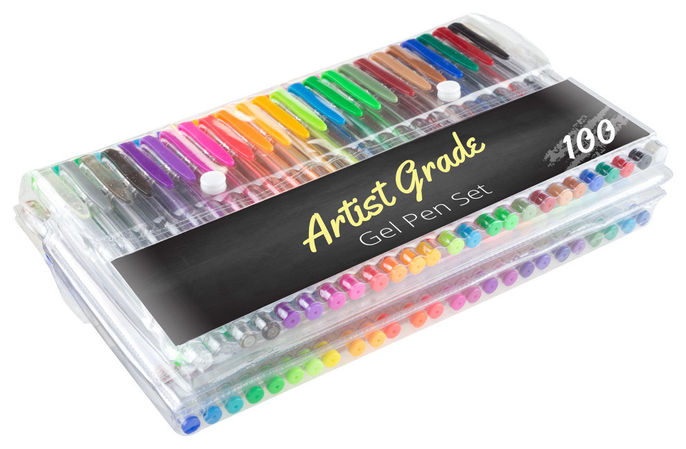 Gel Pens 100-Pack Pen Set for Adult Coloring Books, Journaling ...