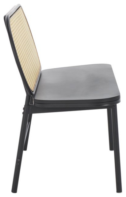 Coastal Cane Bench with Wooden Frame and Oval Rattan Back, Black ...