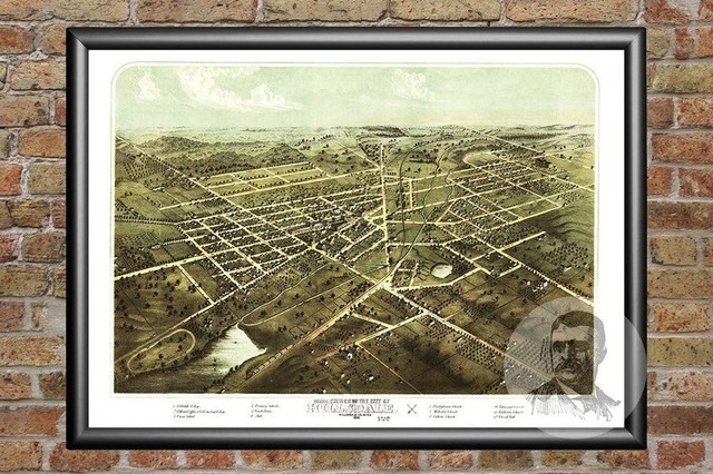 Old Map of Hillsdale Michigan 1866, Vintage Map Art Print, 24"x36 ...