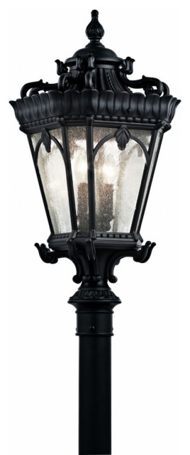 4 light Post - 30 inches tall by 14 inches wide-Textured Black Finish ...