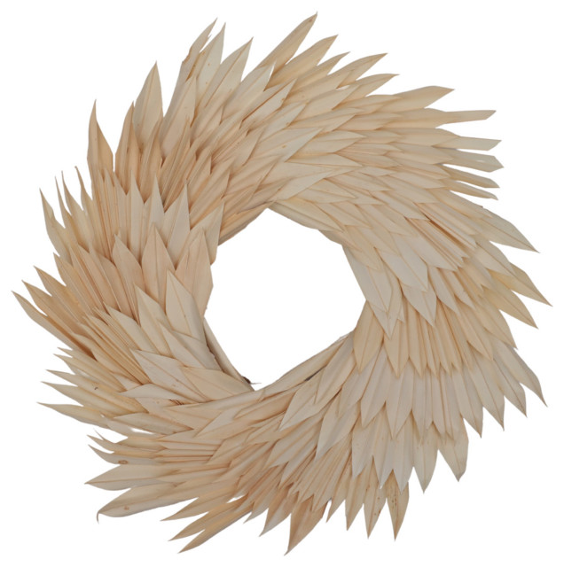 17" Bleached Palm Sun Wreath - Contemporary - Wreaths And Garlands - by ...