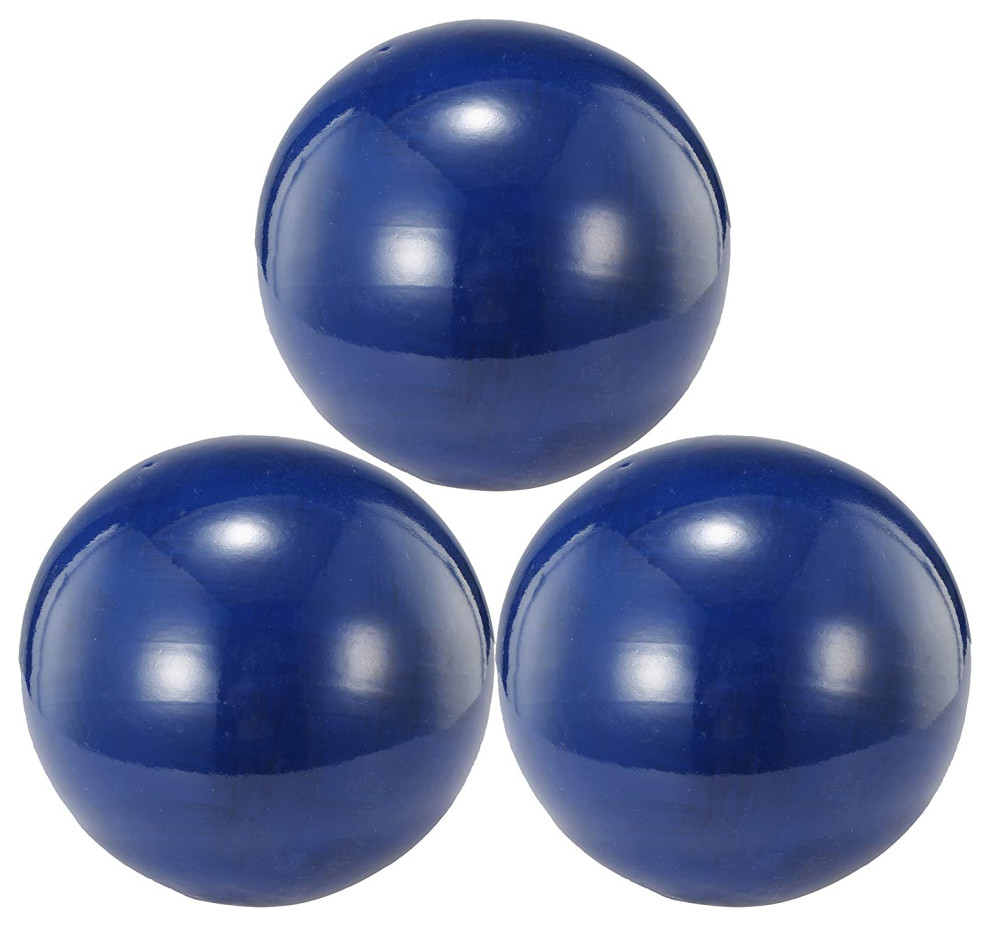 Plain Decorative Ceramic Balls, 3-Piece Set, Glossy Blue - Contemporary ...